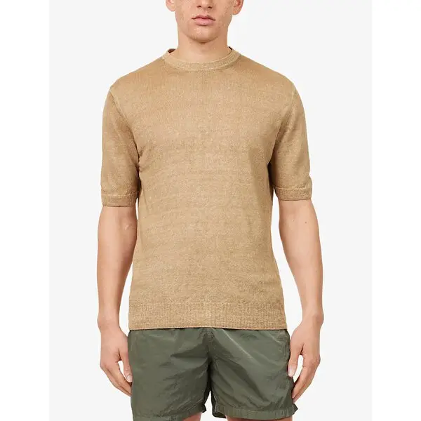 120% Lino Short-sleeve Linen Knit T-shirt Xxl