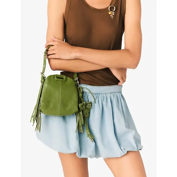 Maje Leather Pouch - Green