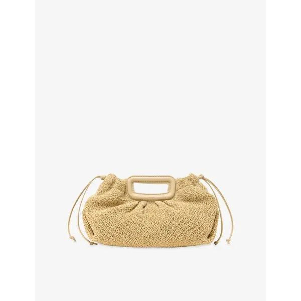Maje Mipli Bouclé-effect Woven Clutch Bag - Sand