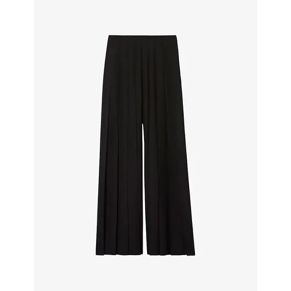 Claudie Pierlot Pleated Wide-leg Woven Trousers
