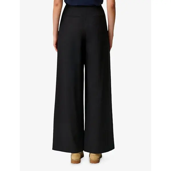 Claudie Pierlot Pleated Wide-leg Woven Trousers