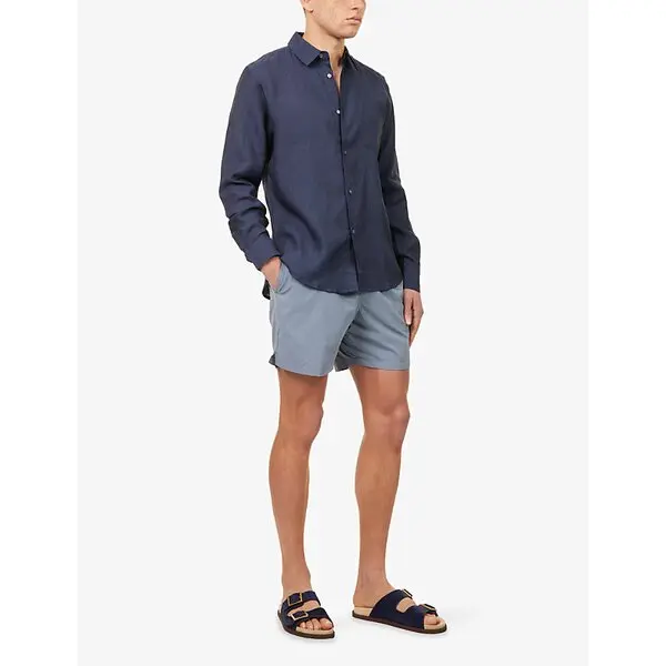 Derek Rose Monaco Long-sleeve Linen Shirt - Navy