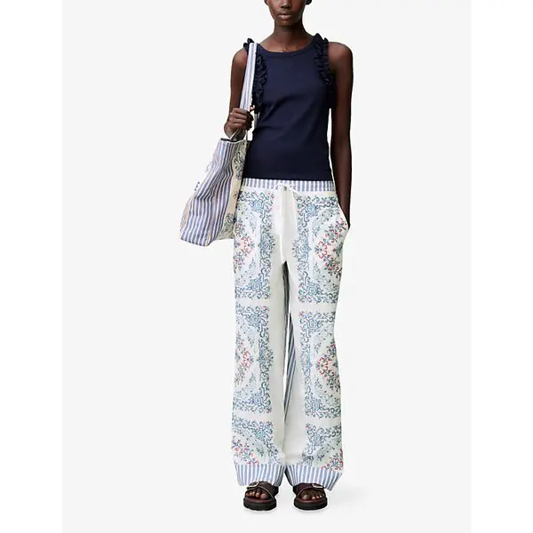Claudie Pierlot Straight-leg Printed Cotton Trousers