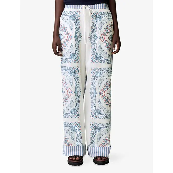 Claudie Pierlot Straight-leg Printed Cotton Trousers