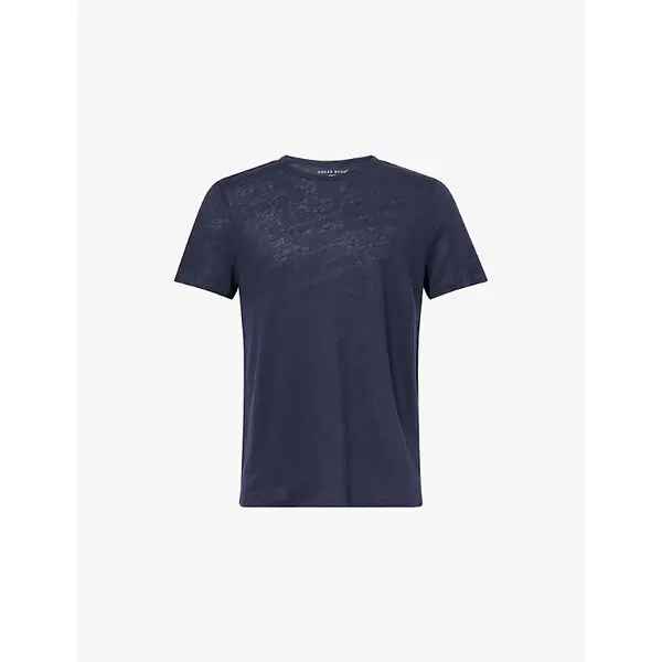 Derek Rose Jordan Short-sleeve Linen T-shirt - Navy
