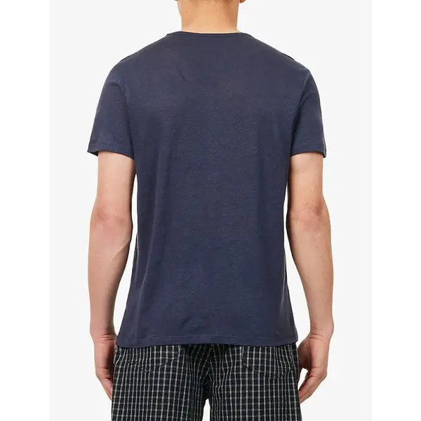 Derek Rose Jordan Short-sleeve Linen T-shirt - Navy