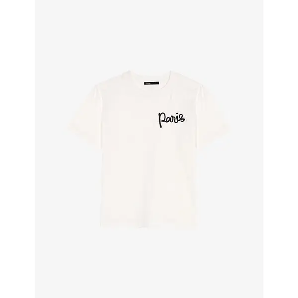 Maje Paris-embroidered Cotton-jersey T-shirt