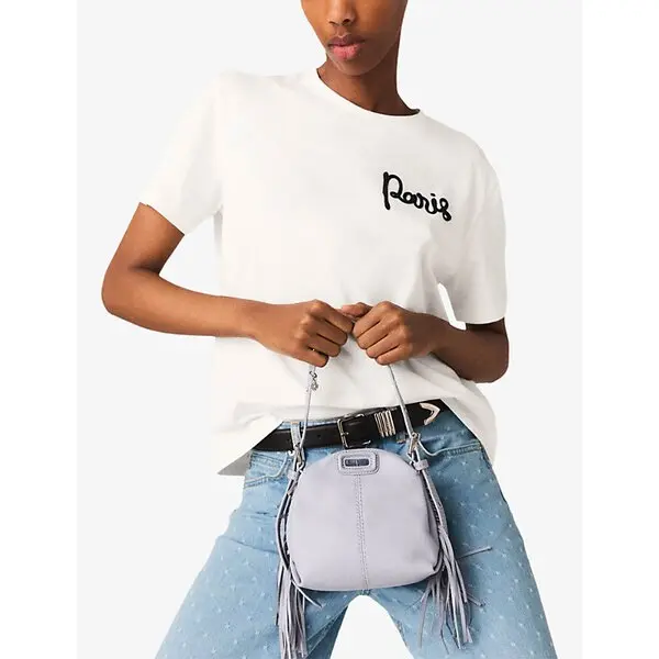 Maje Paris-embroidered Cotton-jersey T-shirt