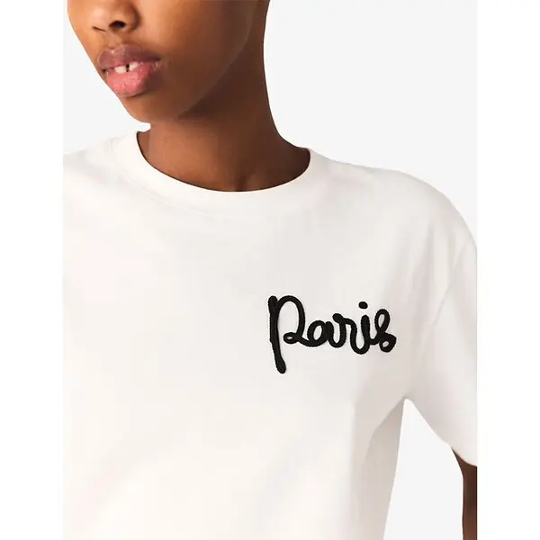 Maje Paris-embroidered Cotton-jersey T-shirt