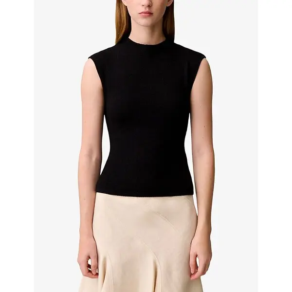 Claudie Pierlot Sleeveless High-neck Knitted Top