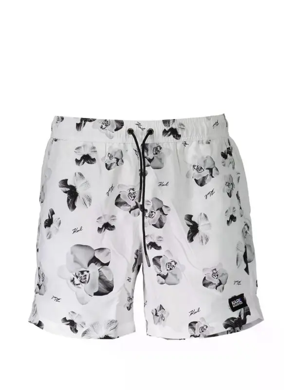 Karl Lagerfeld Floral-print Swim Trunks - White