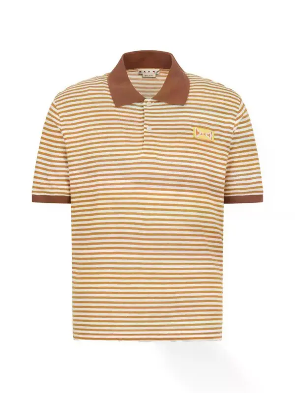 Marni Striped Cotton-linen Blend Polo Shirt