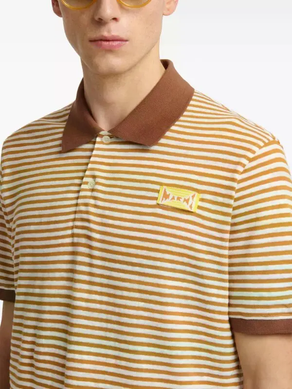 Marni Striped Cotton-linen Blend Polo Shirt