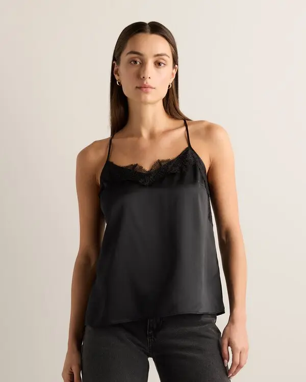 Quince Silk Lace Cami - Black