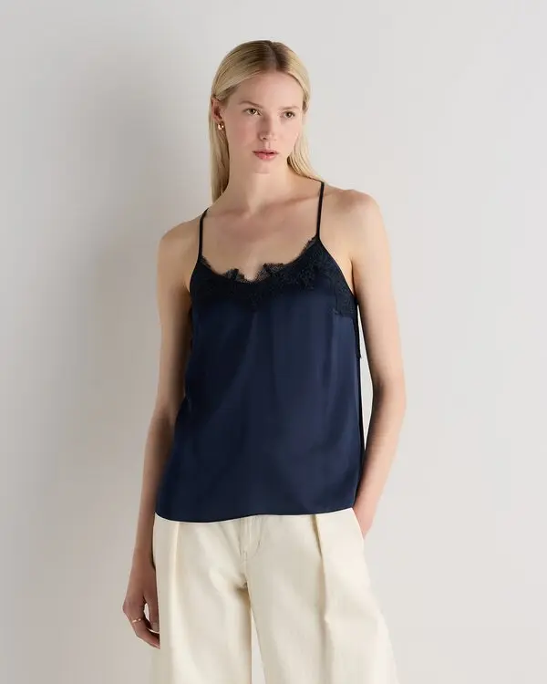 Quince Silk Lace Cami - Navy