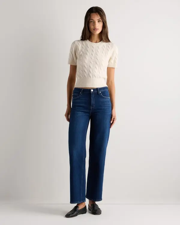 Quince Mongolian Cashmere Cable T-shirt - Ivory