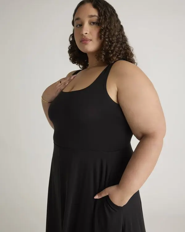 Quince Tencel Jersey Fit & Flare Dress - Black