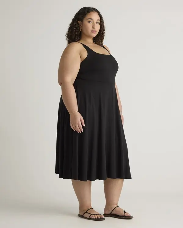 Quince Tencel Jersey Fit & Flare Dress - Black