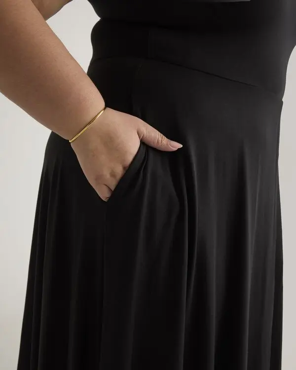 Quince Tencel Jersey Fit & Flare Dress - Black
