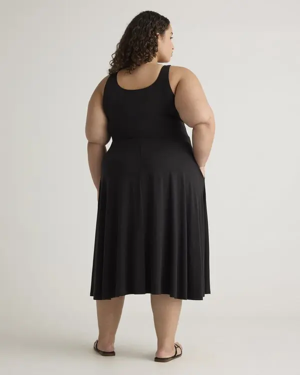 Quince Tencel Jersey Fit & Flare Dress - Black