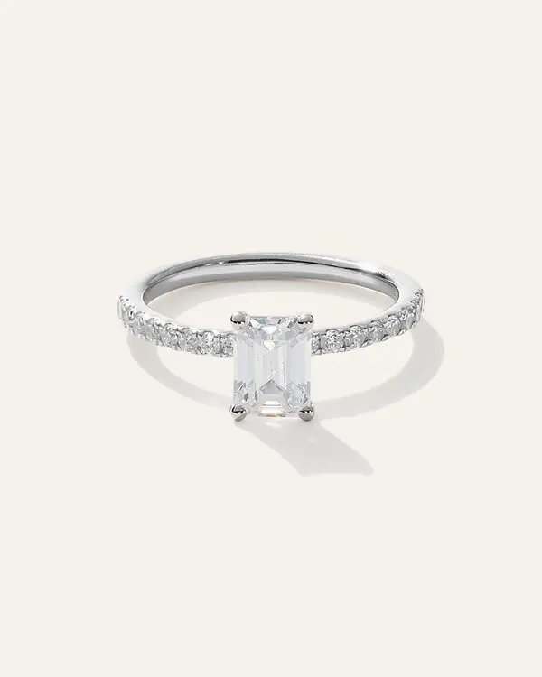 Quince 1ct Lab Grown Diamond Emerald Pave Engagement Ring - Platinum