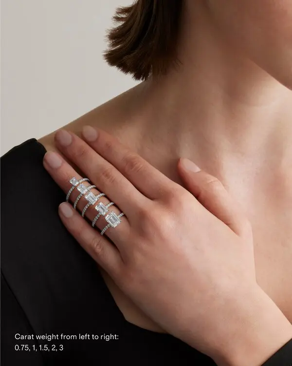 Quince Emerald Cut Diamond Pave Engagement Ring - Platinum