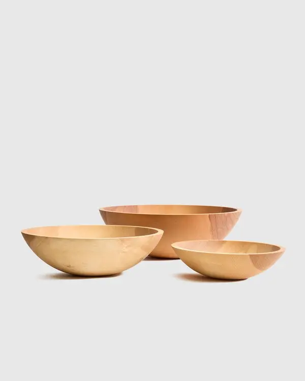 Quince Handcrafted Wooden Serving Bowl, Nesting Set Of 3 - Beech Wood