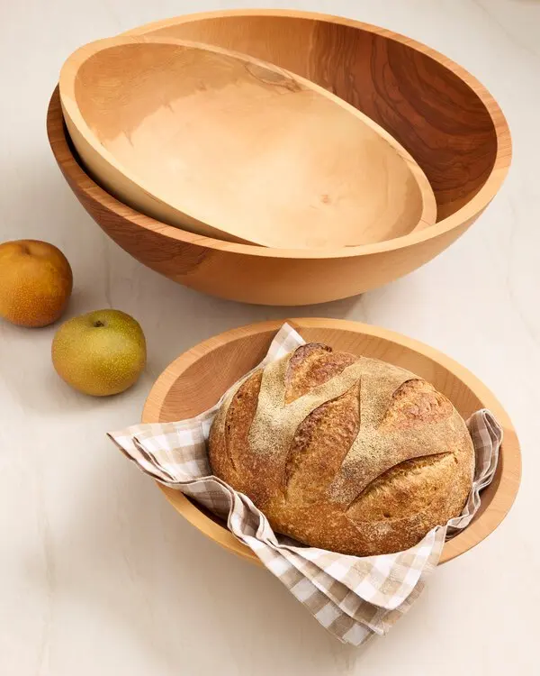Quince Handcrafted Wooden Serving Bowl, Nesting Set Of 3