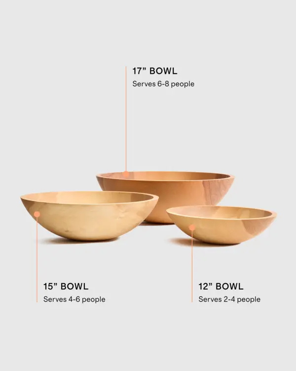 Quince Handcrafted Wooden Serving Bowl, Nesting Set Of 3