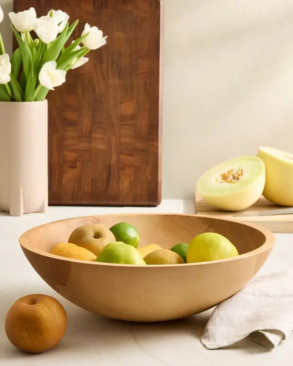 Quince Handcrafted Wooden Serving Bowl, Nesting Set Of 3