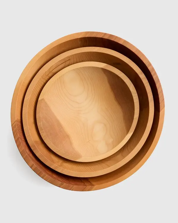 Quince Handcrafted Wooden Serving Bowl, Nesting Set Of 3