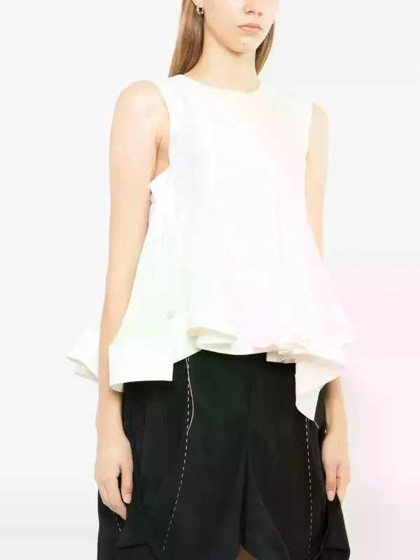 Sacai Ruffled Sleeveless Crewneck Top
