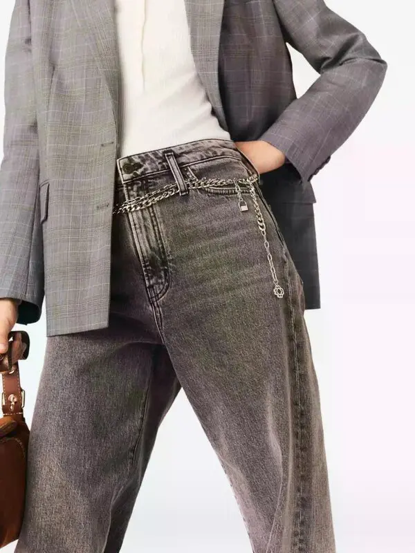 Maje Chain-link Embellished Stonewash Straight-leg Jeans - Grey