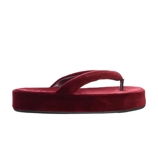 Balenciaga Wmns Jet Lag Thong Velvet Flip-flop 'burgundy - Red