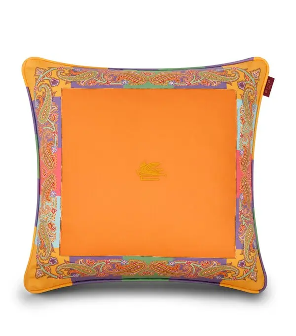 Etro Cotton Satin Yaara Cushion - Orange