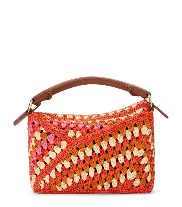 Loewe Mini Crochet Puzzle Edge Top Handle Bag - Orange