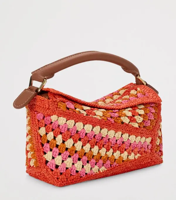 Loewe X Paula's Ibiza Mini Crochet Puzzle Edge Top Handle Bag