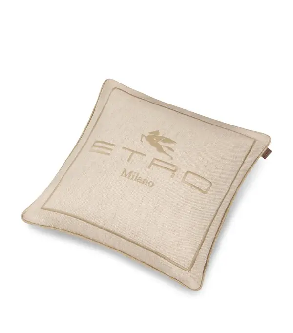 Etro Linen Embroidered Emilia Cushion - Yellow