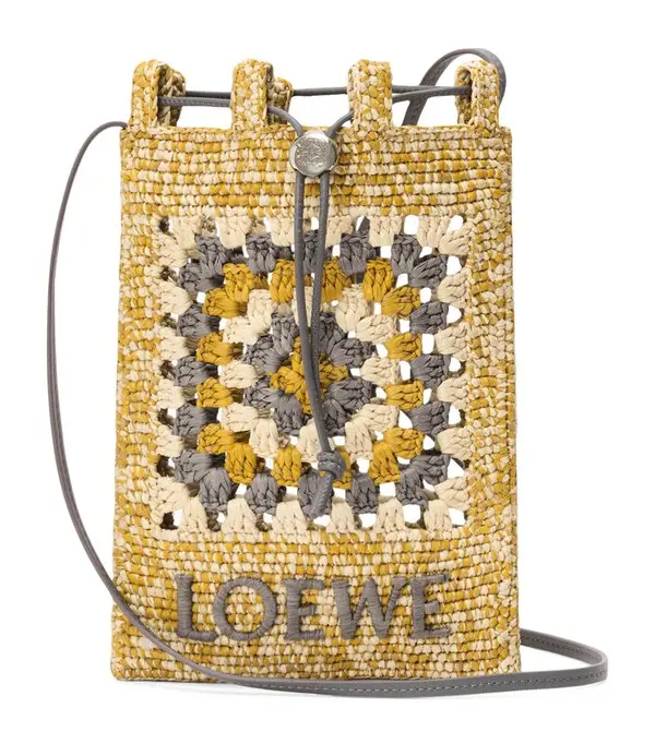 Loewe X Paula's Ibiza Crochet Logo Bag - Grey
