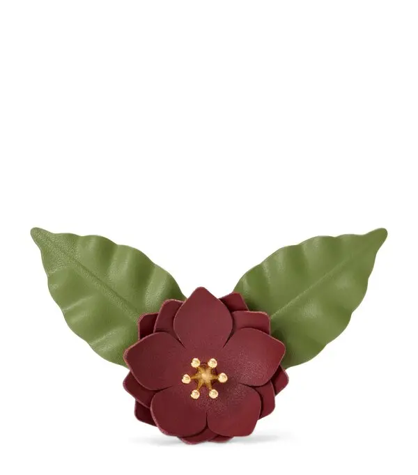 Loewe X Paula’s Ibiza Leather Flower Pistil Pin - Burgundy