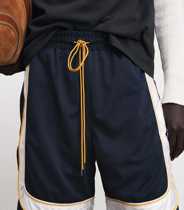 Rhude Mesh Piping Track Shorts - Navy