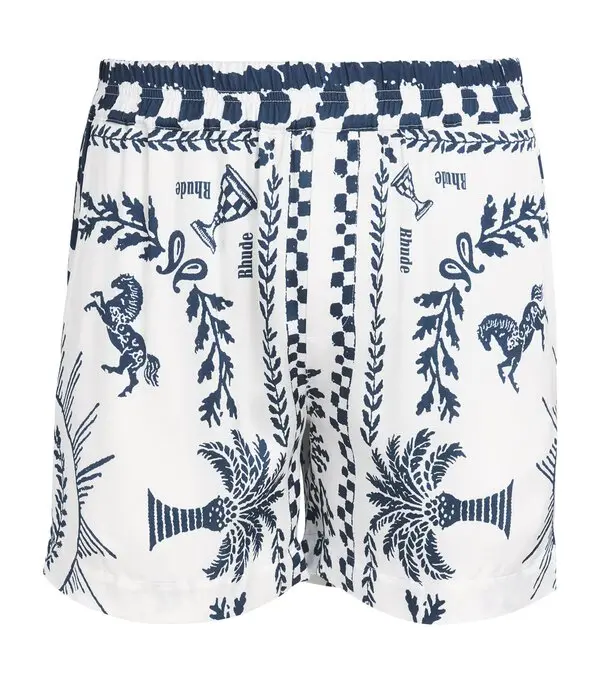 Rhude Regista Tile Printed Shorts - White