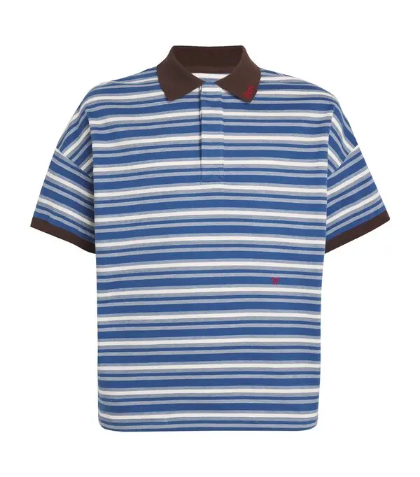 Rhude Cotton Stripe Fontaine Polo Shirt - Navy