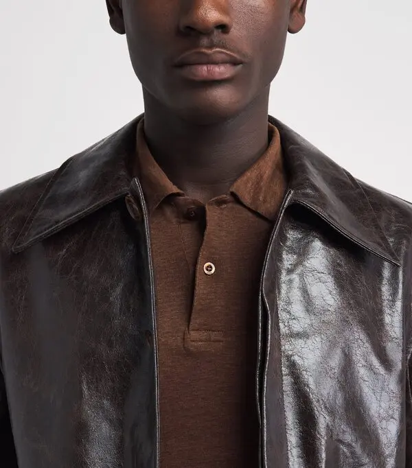 Sandro Linen Polo Shirt - Brown