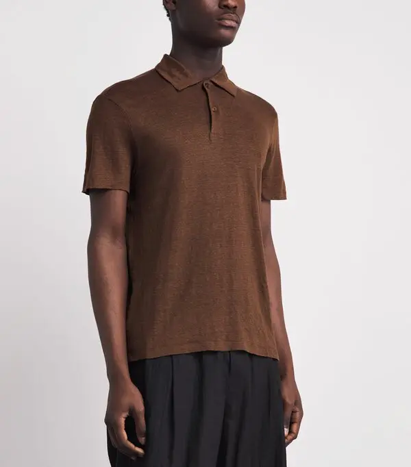Sandro Linen Polo Shirt - Brown