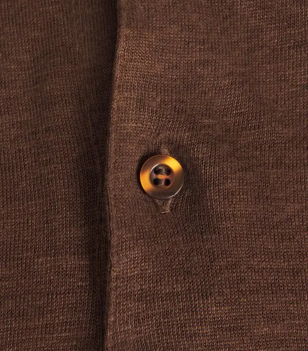 Sandro Linen Polo Shirt - Brown