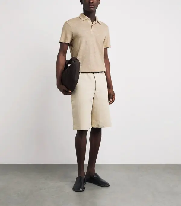 Sandro Linen Polo Shirt - Beige