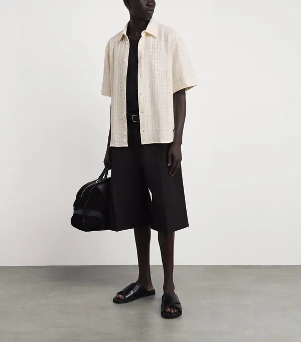 WON HUNDRED Cotton-blend Check Short-sleeve Shirt - Ivory