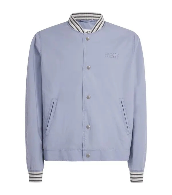 MAISON MARGIELA Cotton Numeric Print Bomber Jacket - Blue
