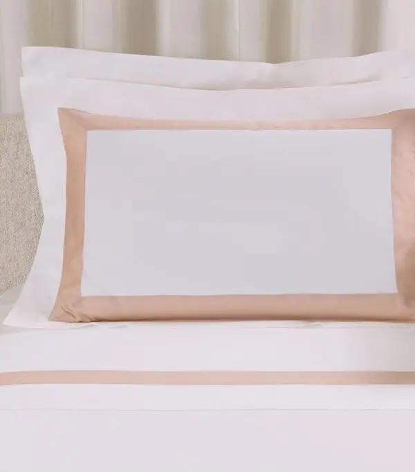 Frette Cotton Breeze Border Oxford Pillowcase - Pink